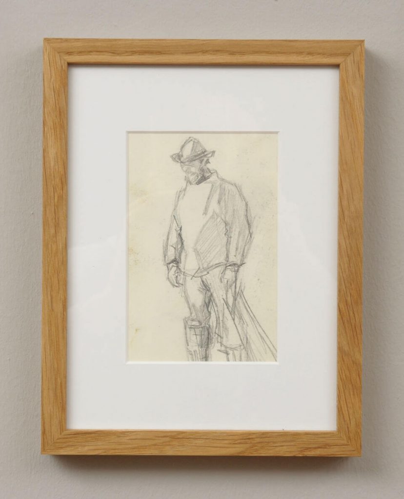 Viggo Johansen - Bleistiftskizze Fischer 2 (Vorarbeit "Der Fang wird ...